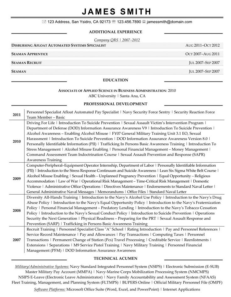 Sample Civilian and Federal Resumes - Resume Valley