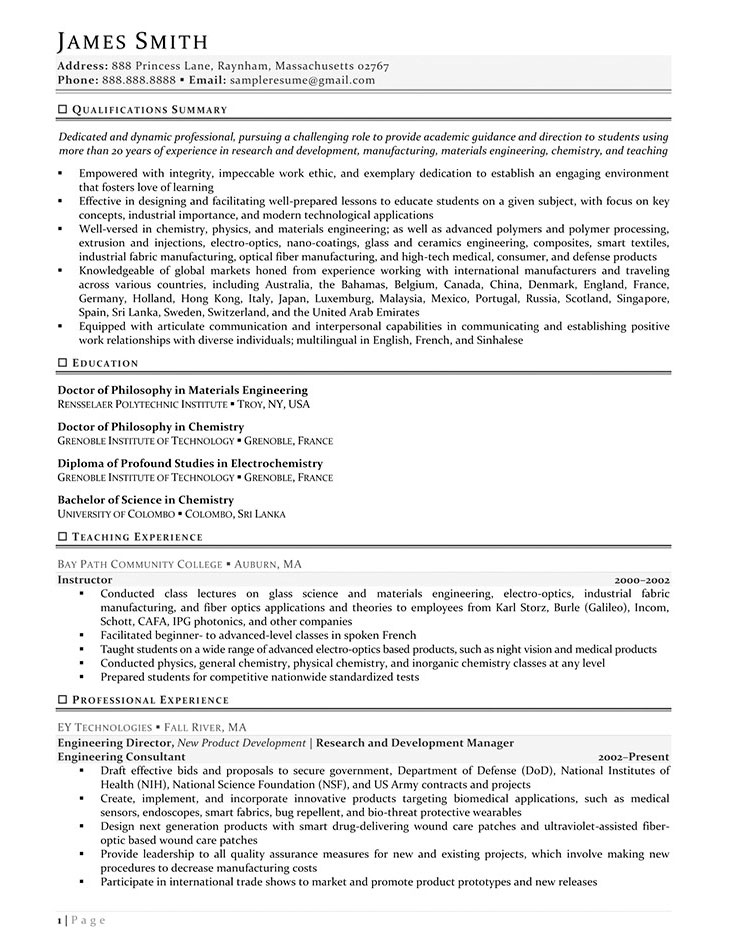 Sample Civilian and Federal Resumes - Resume Valley